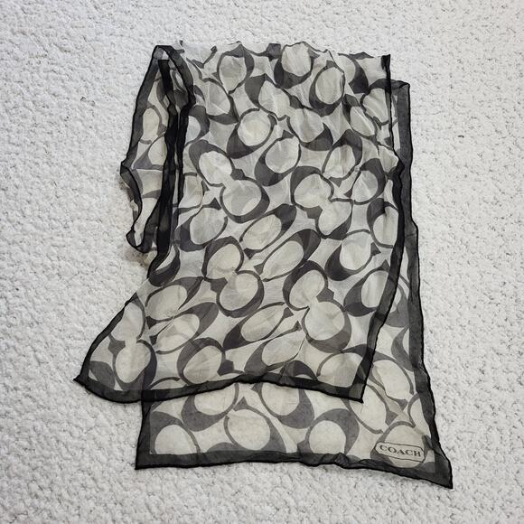 Coach | Accessories | Coach Silk Scarf Black White 1 X 52 | Poshmark